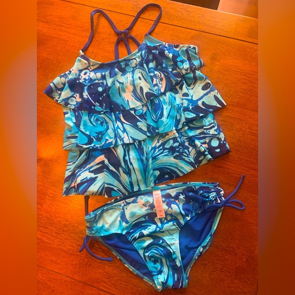 Justice | Swim | Gently Used Justice 2 Piece Light And Dark Blue Girls ...